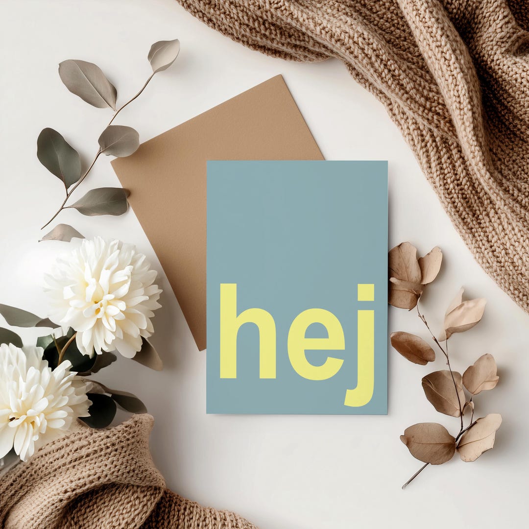 Postcard Hej Neon Yellow Turquoise Moin Hi Greetings Greeting Card Card ...