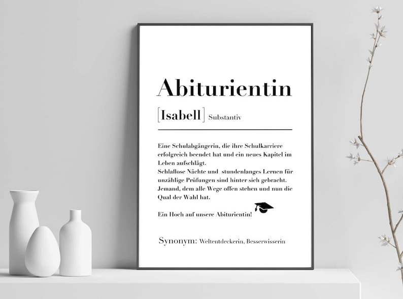 Personalisiertes Poster - Abiturientin Definition, Definitionsposter ...