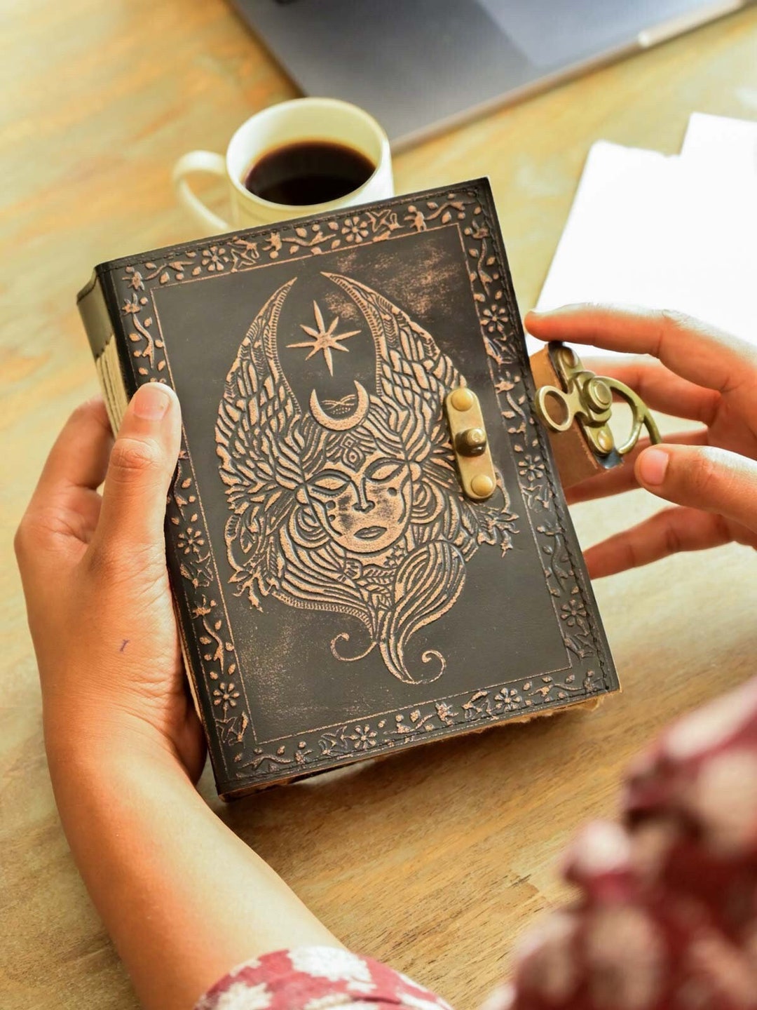 Handmade Leather Journal: Coptic Bound Book With Lock, Vintage Diary - Etsy