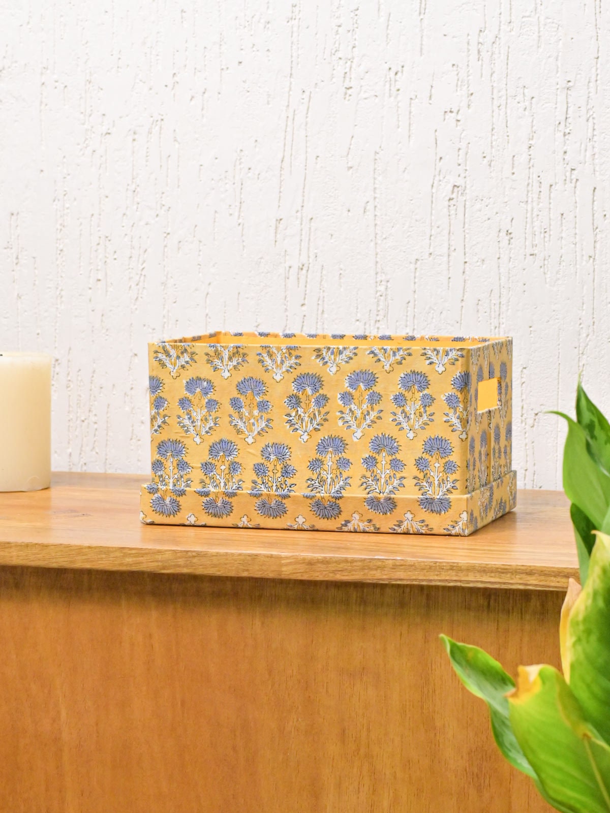 Handmade Paper Box, Yellow Paper Box, Floral Printed Box, Accessories ...