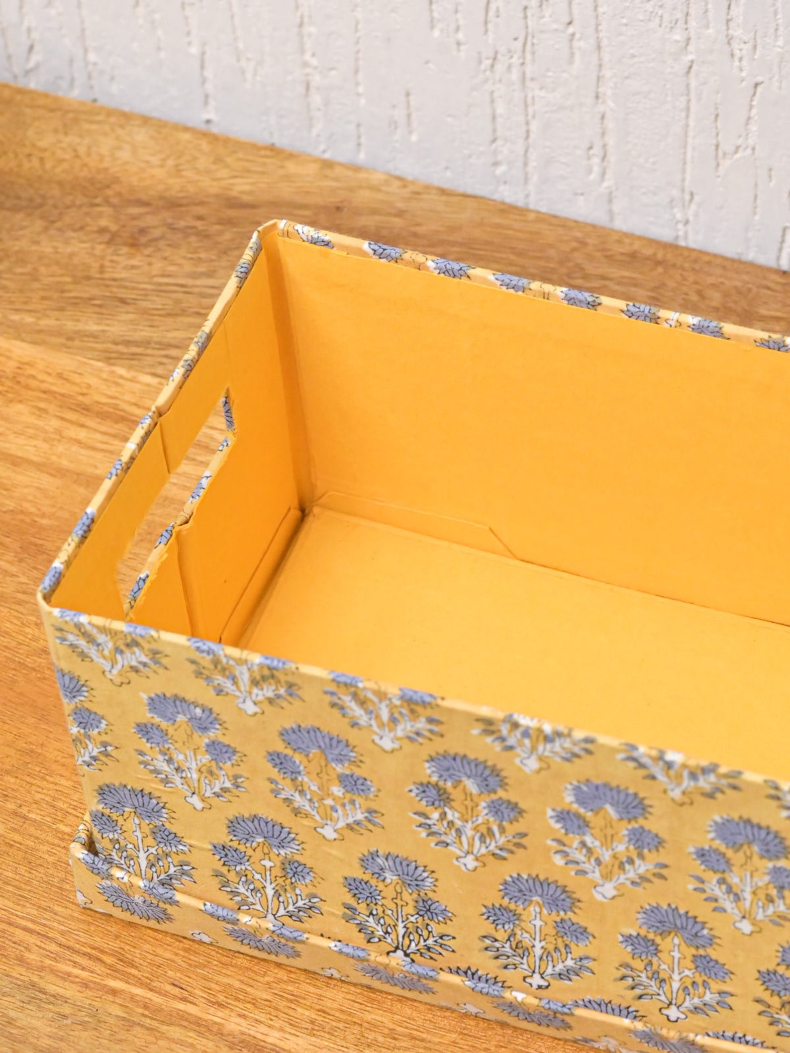 Handmade Paper Box, Yellow Paper Box, Floral Printed Box, Accessories ...