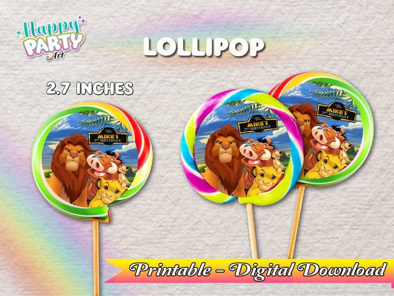 Lollipop Labels the Lion King Party Girl Only DIGITAL - Etsy