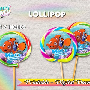 Lollipop Labels - Finding Nemo Party - Girl - Only DIGITAL DOWNLOAD for ...