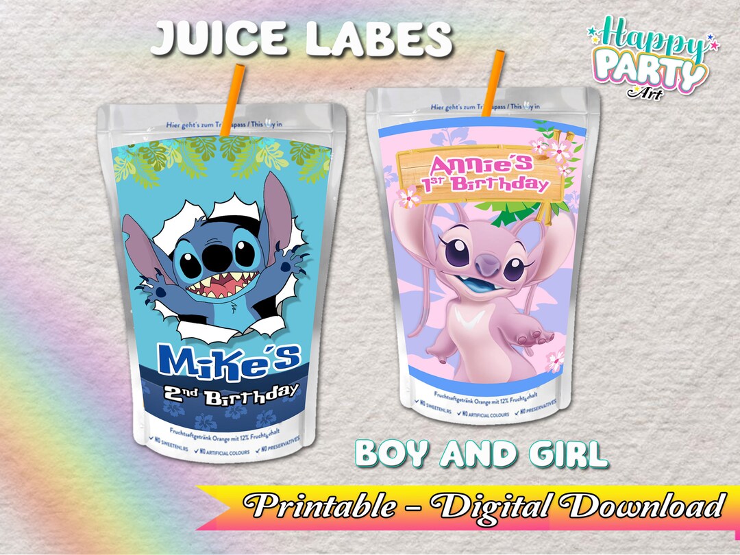 Juice Labels Stitch and Angel Party Only DIGITAL DOWNLOAD for Juice ...