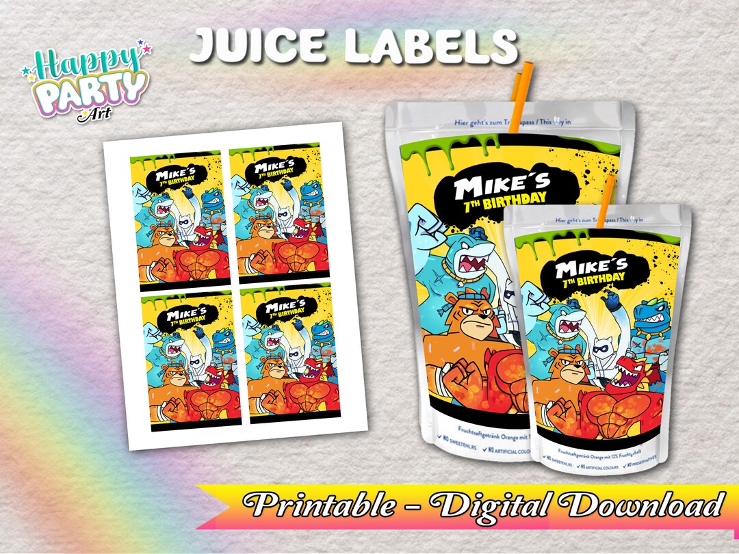Juice Labels - Goo Jit Zu Party - Only DIGITAL DOWNLOAD for Juice ...