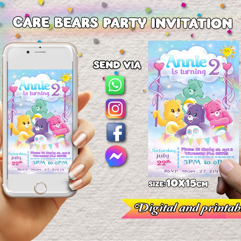 Carebear Invitation - Etsy