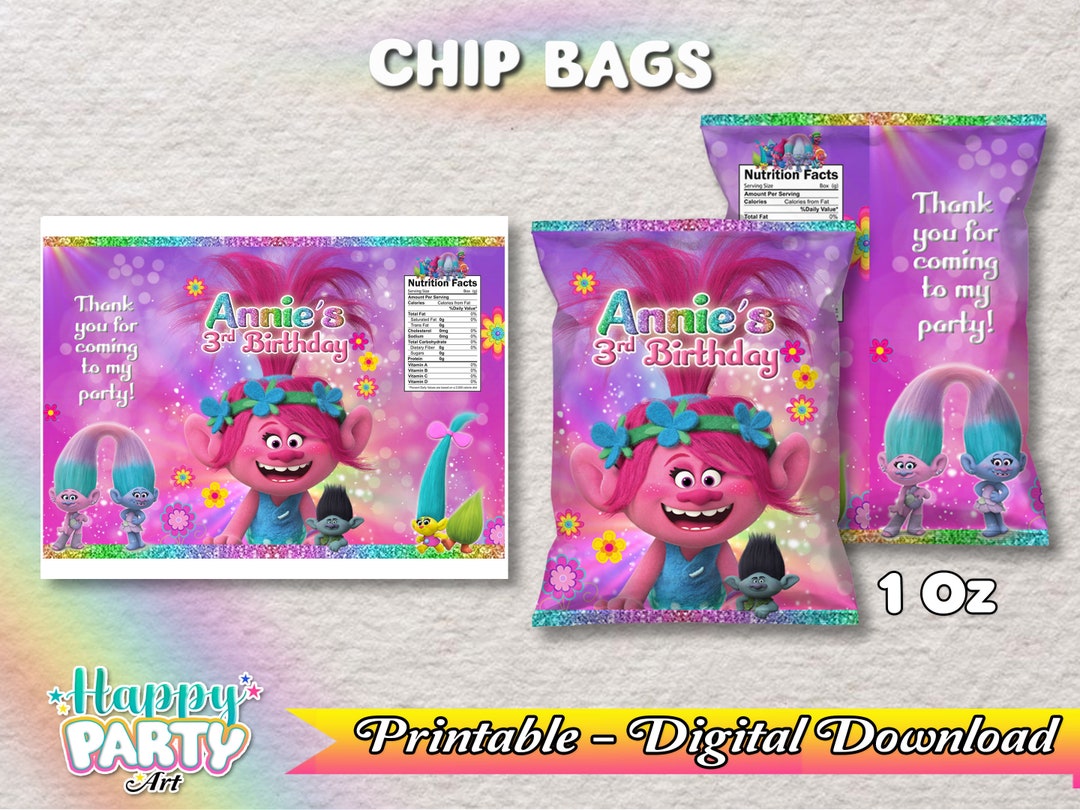 Chip Bag Trolls Party Girl Only DIGITAL DOWNLOAD for Chip Bag Trolls ...