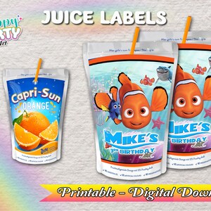 Juice Labels - Finding Nemo Party - Only DIGITAL DOWNLOAD for Juice ...