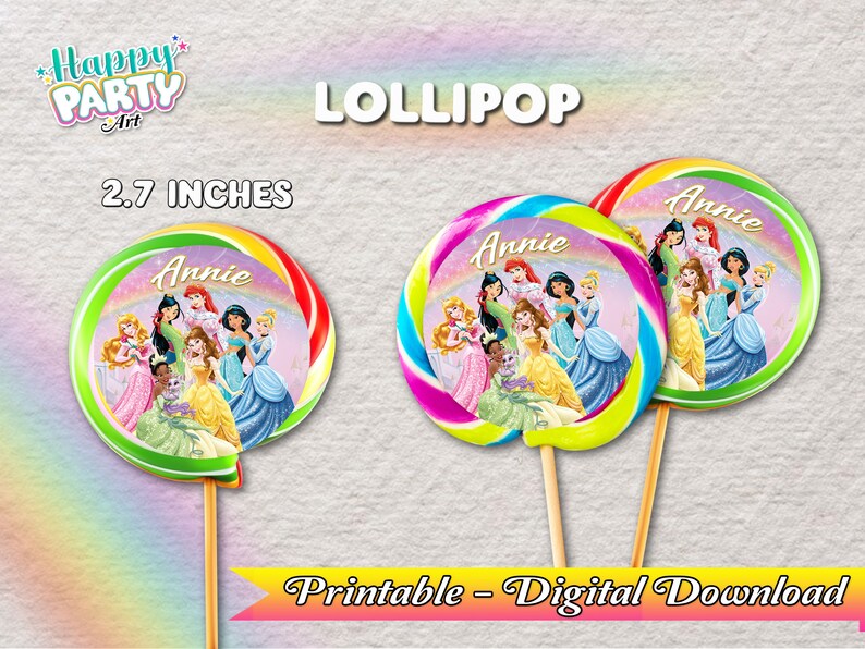 Lollipop Labels Princesses Party Girl Only DIGITAL - Etsy