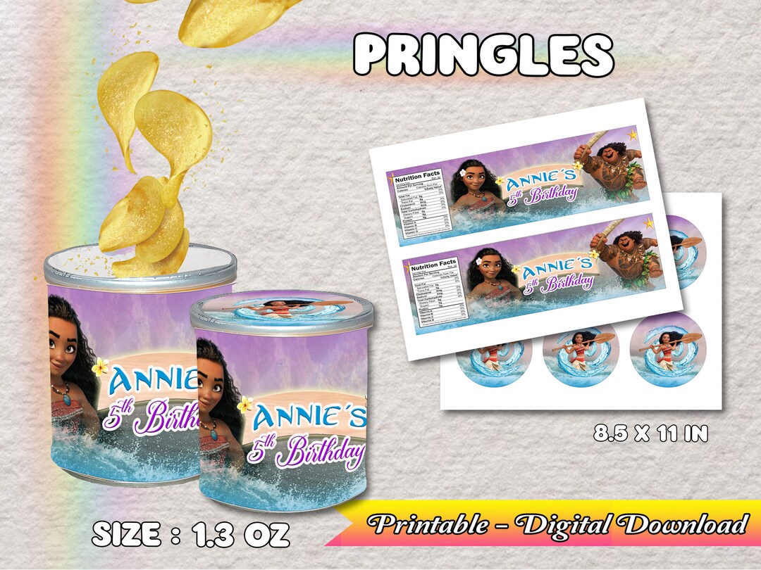 Moana Party Labels - 1.3oz Can of Chips - Moana Party Labels and Wraps ...