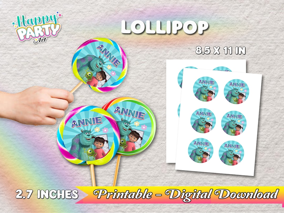 Lollipop Labels - Monster, Inc Party - Girl - Only DIGITAL DOWNLOAD for ...