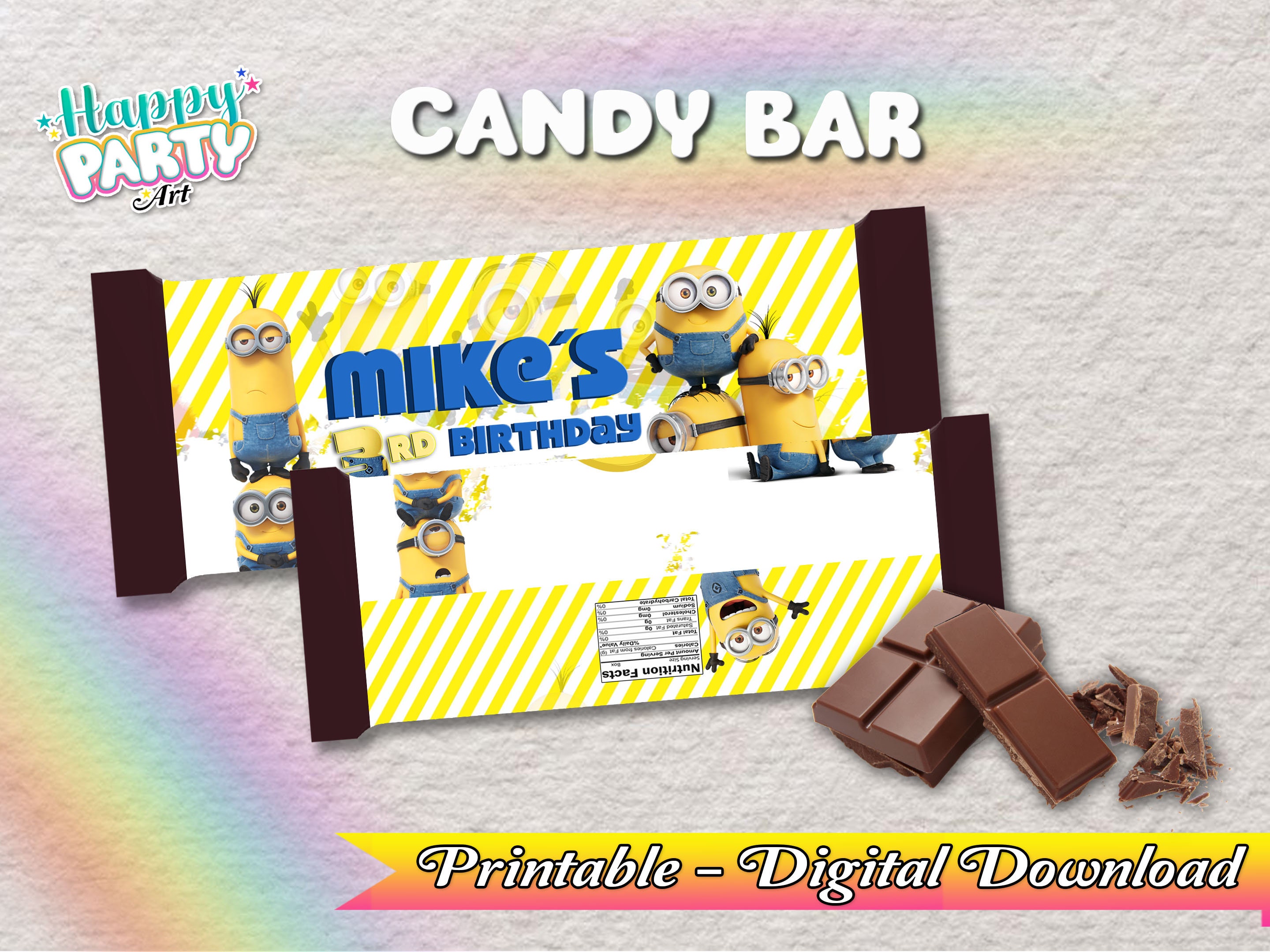 Candy Bar Minions Party Only DIGITAL DOWNLOAD for Candy - Etsy