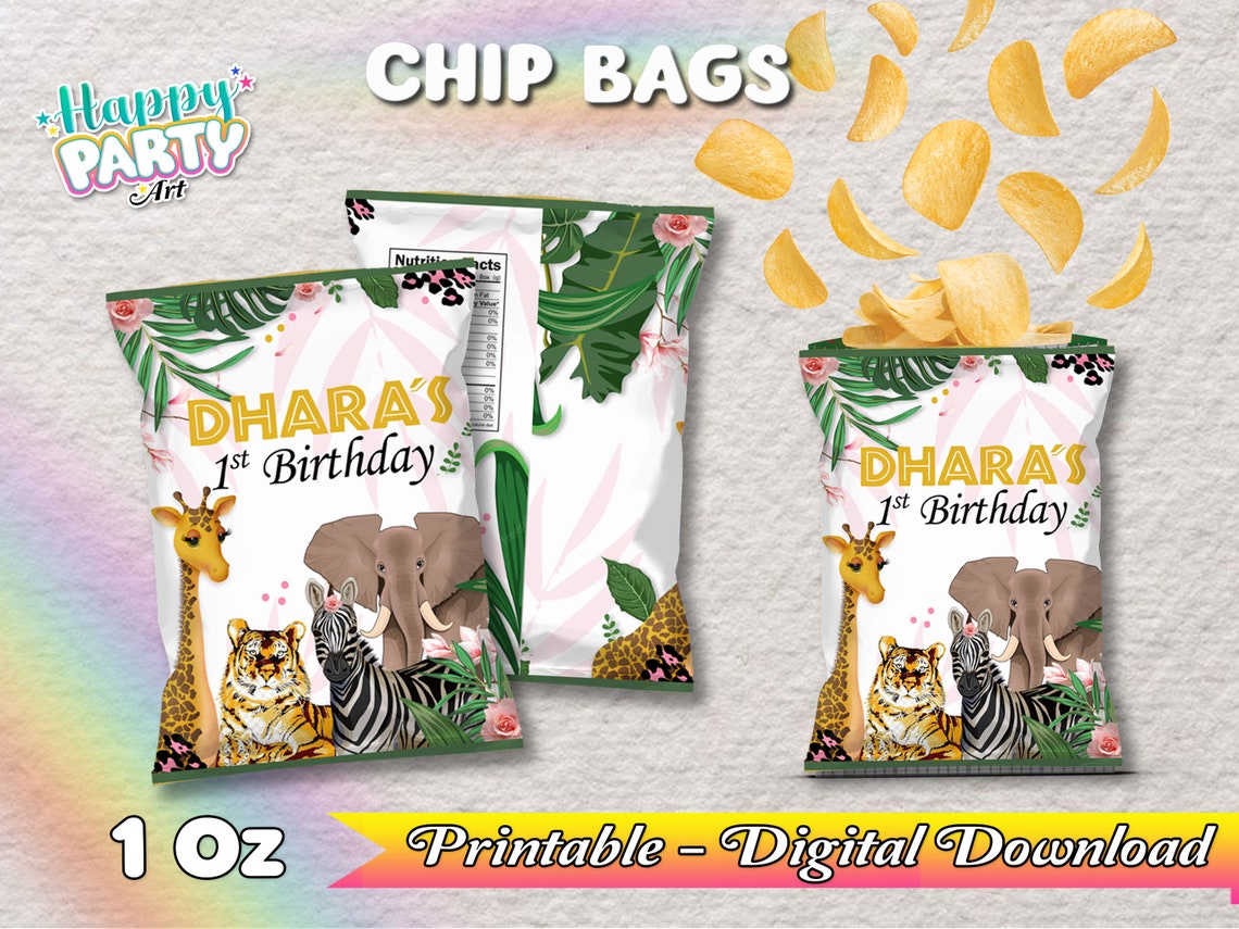 Safari 3 Pack Girl Chip Bag Bottle Safaril Lables - Etsy