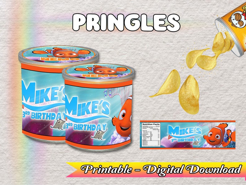 Finding Nemo Party Labels 1.3oz Can of Chips Finding Nemo - Etsy