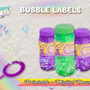 Bubble Bottle Labels Tangled - DIGITAL DOWNLOAD - Rapunzel Birthday ...