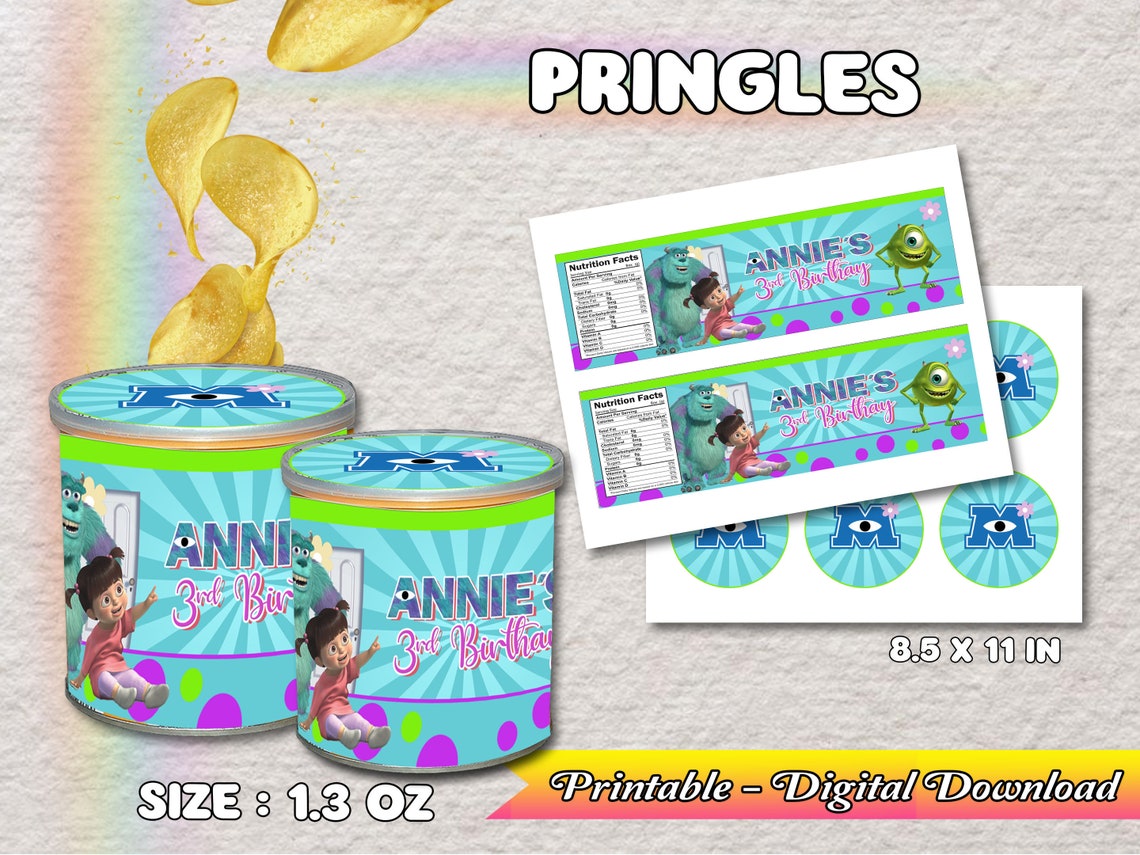 Monster Inc Party Labels 1.3oz Can of Chips Monster Inc - Etsy