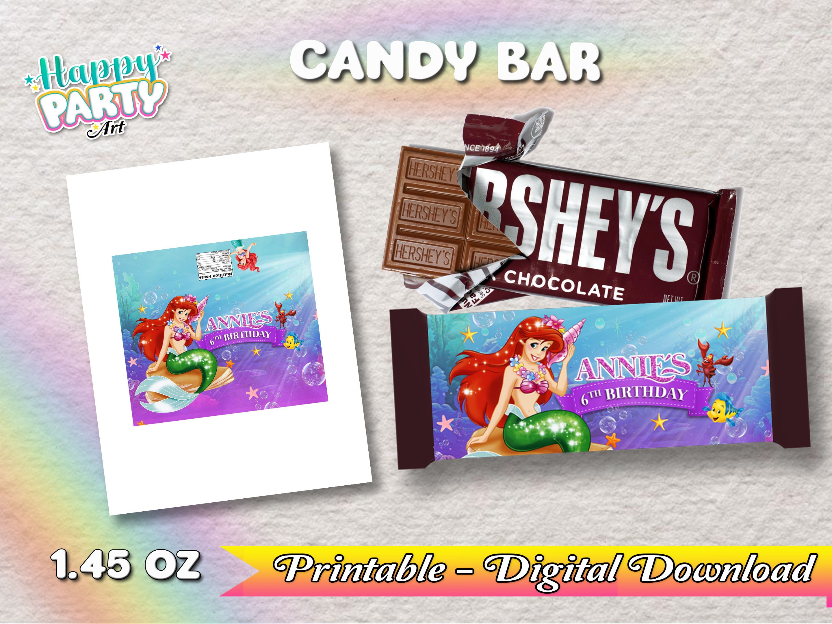 Candy Bar Little Mermaid Ariel Party Girl Only DIGITAL - Etsy