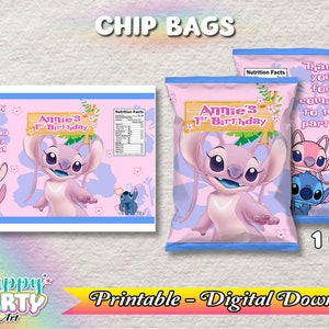 4 Pack Angel - Stitch - Girl - Chip Bag - Juice - Candy Bar - Gable Box ...
