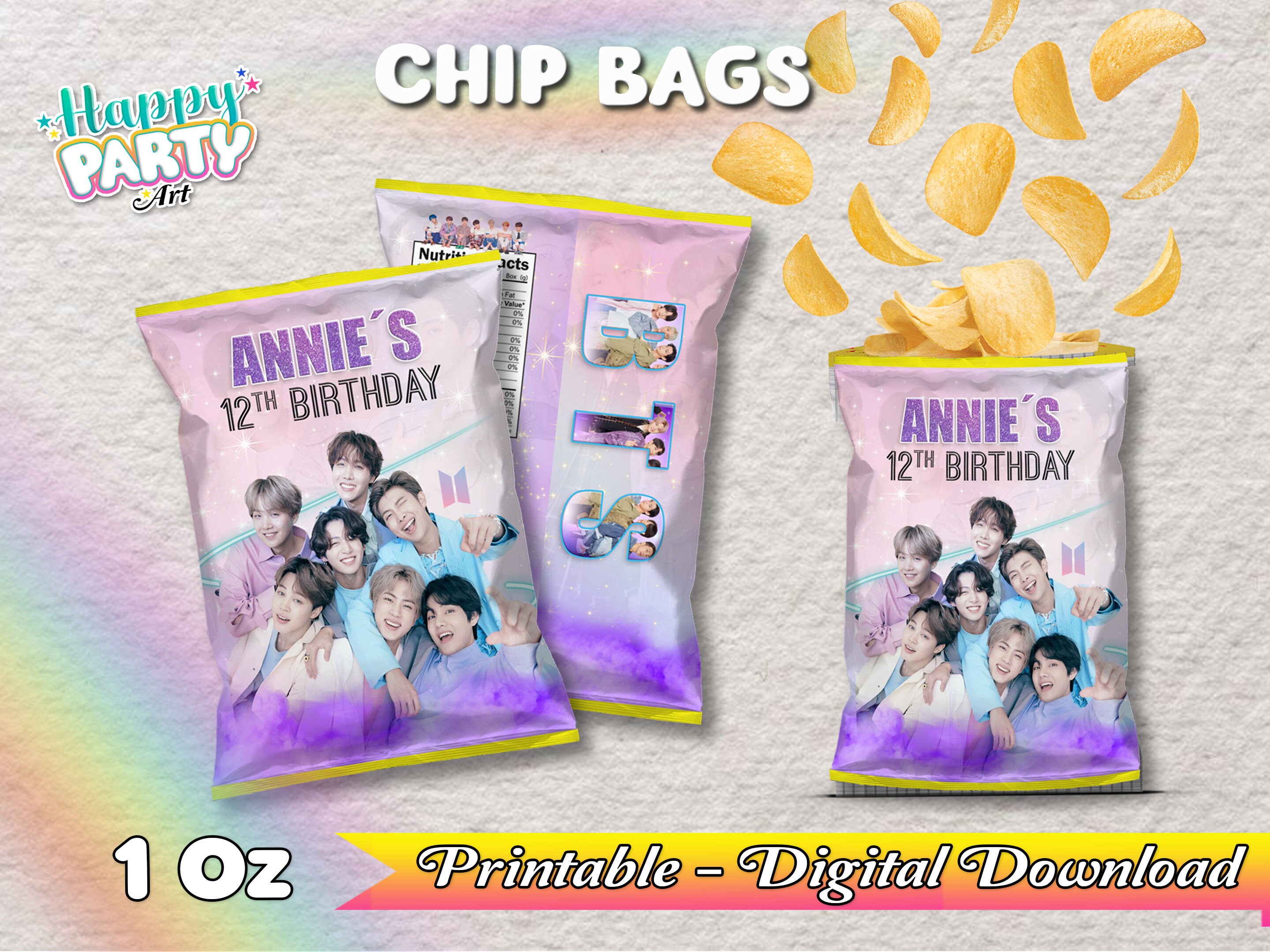 Chip Bag Bts Party Girl Only DIGITAL DOWNLOAD for Chip - Etsy México