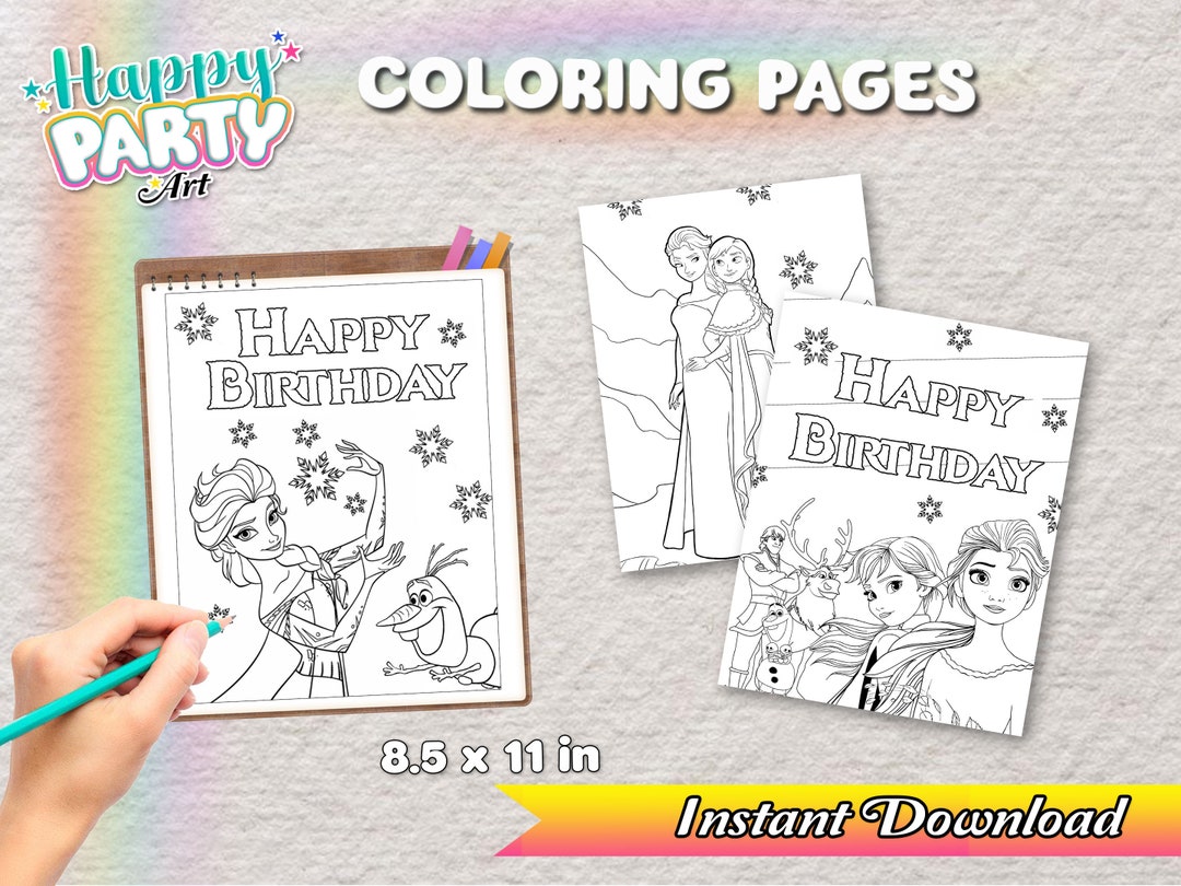 3 Pack Frozen Coloring Pages - INSTANT DOWNLOAD - Frozen in Black and ...