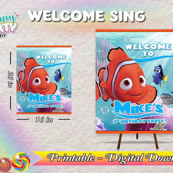 Welcome Sign Finding Nemo Digital Sending Birthday - Etsy