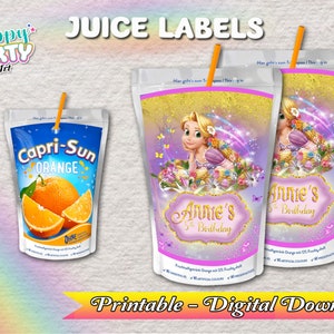 Juice Labels - Rapunzel Party - Only DIGITAL DOWNLOAD for Juice Labels ...