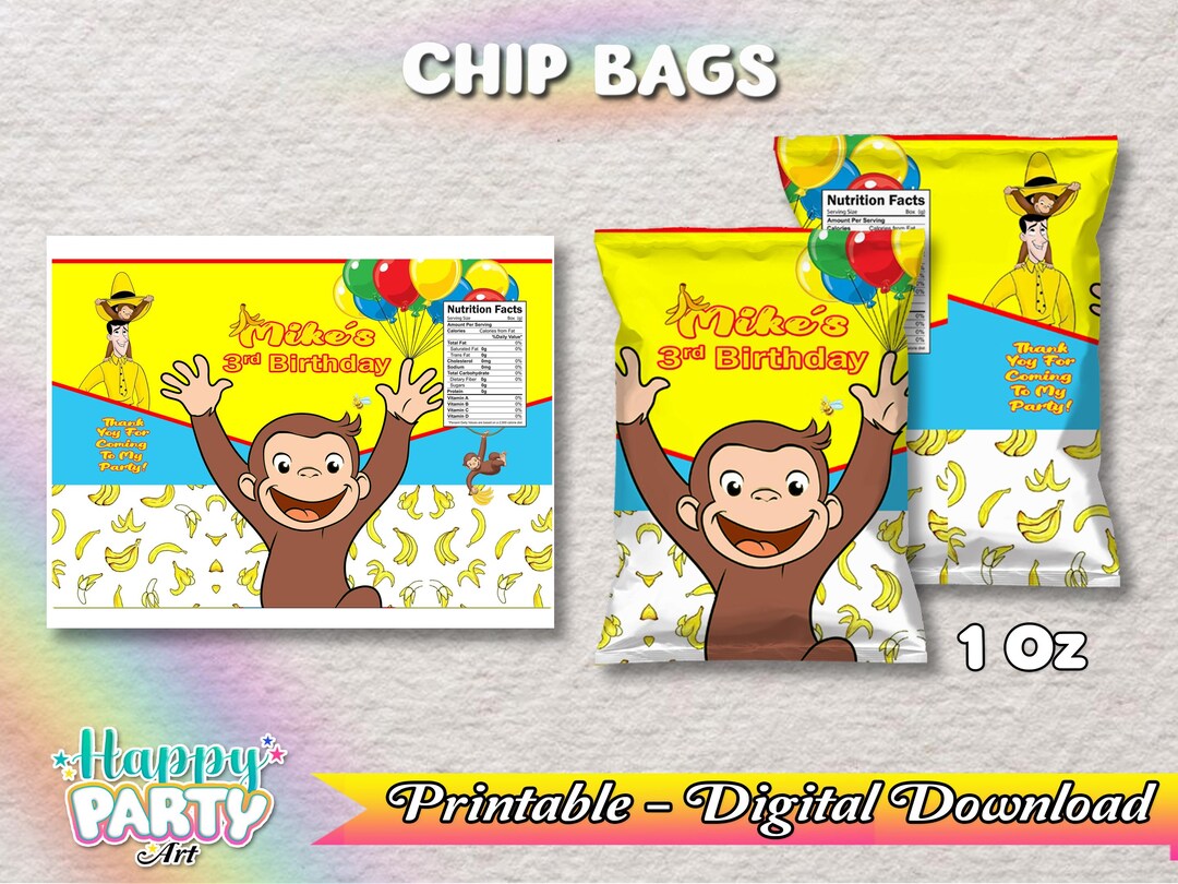 Chip Bag - Curious George - Only DIGITAL DOWNLOAD for Chip Bag ...