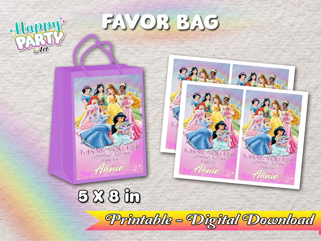 Princess Birthday - Favor Bag - Descarga DIGITAL Imprimible - Girl ...