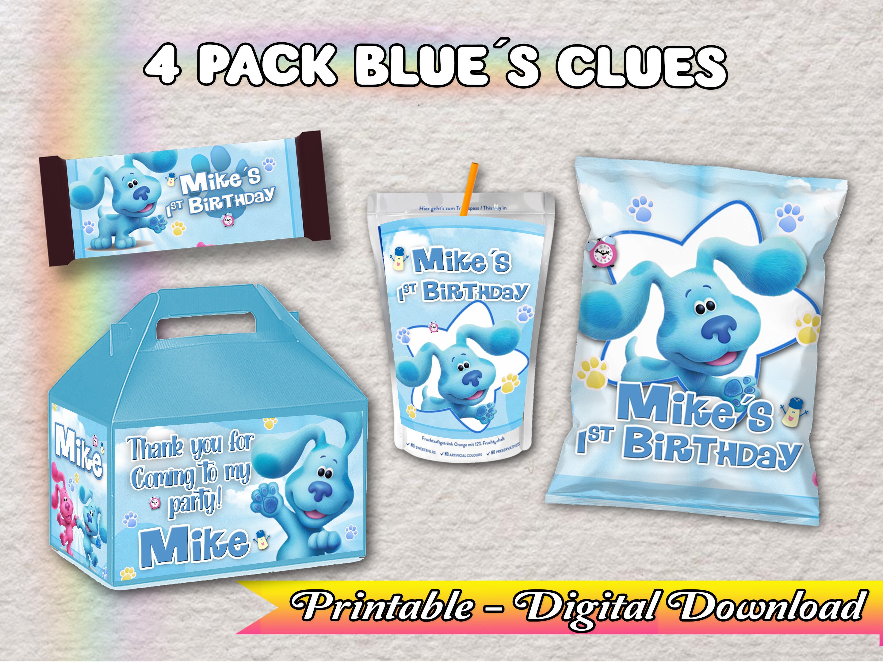 4 Pack Blues Clues Boy Chip Bag Candy Bar Juice Labels - Etsy