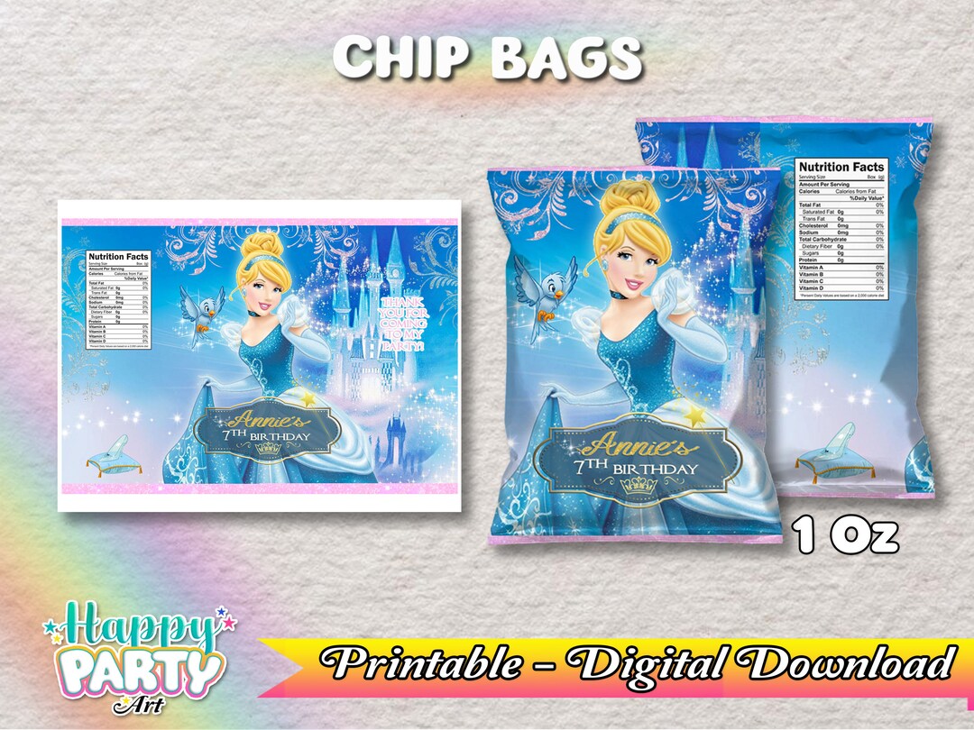 Chip Bag - Princess Cinderella - Girl - Only DIGITAL DOWNLOAD for Chip ...