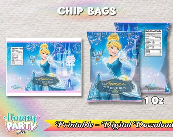 Cinderella Princess Chip Bag Label DIGITAL DOWNLOAD - Etsy