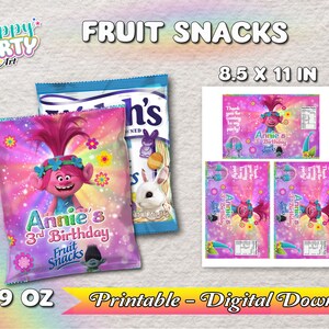 Fruit Snacks - Trolls - Only DIGITAL DOWNLOAD - Trolls Birthday - for ...