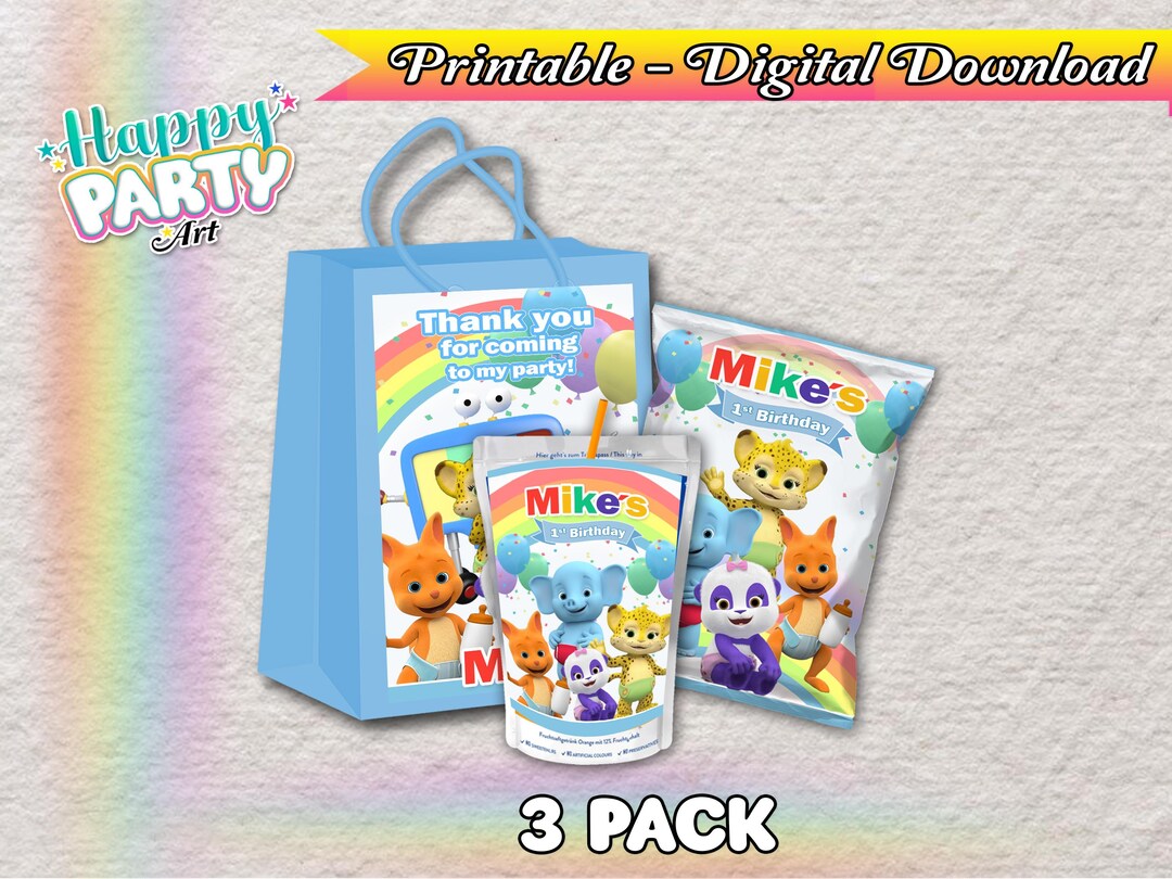 3 Pack Word Party - Boy - Chip Bag - Juice Labels - Favor Bag - Word ...
