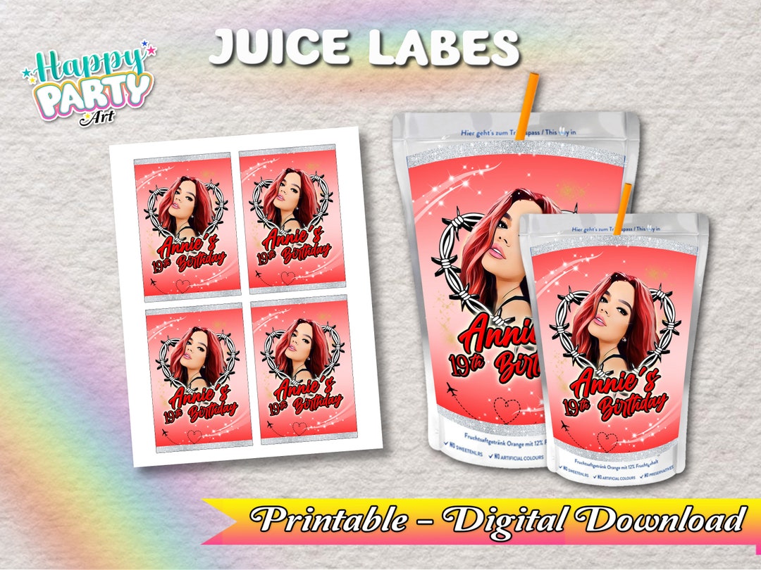 Juice Labels - Karol G Party - Only DIGITAL DOWNLOAD for Juice Labels ...