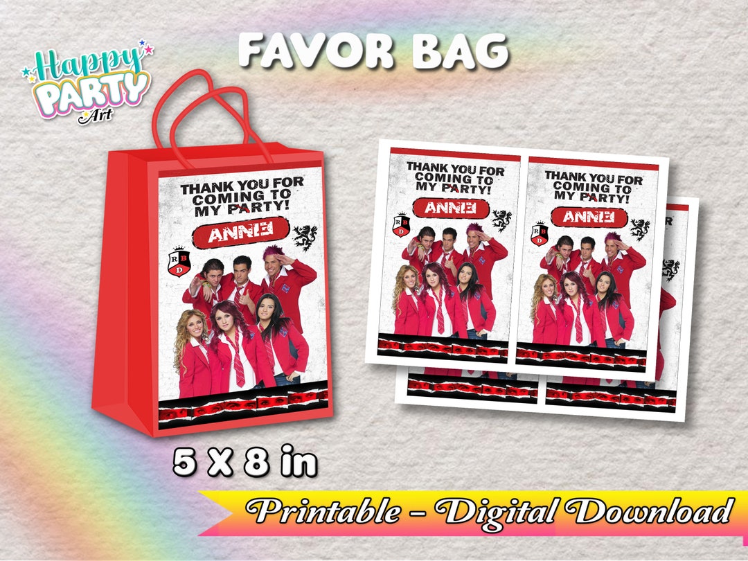 RBD - Favor Bag - DIGITAL DOWNLOAD - Favor Bag Rbd - Rebelde Labels - Etsy