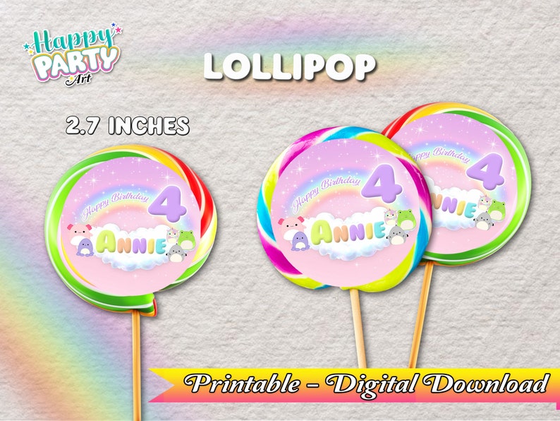 Lollipop Labels Squishmallow Party Girl Only DIGITAL - Etsy