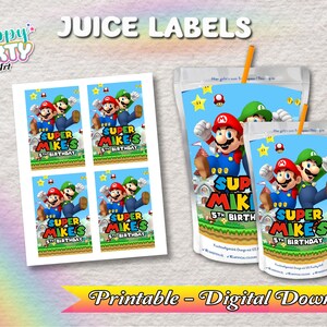 3 Pack Super Mario - Chip Bag - Candy Bar - Juice - Super Mario ...