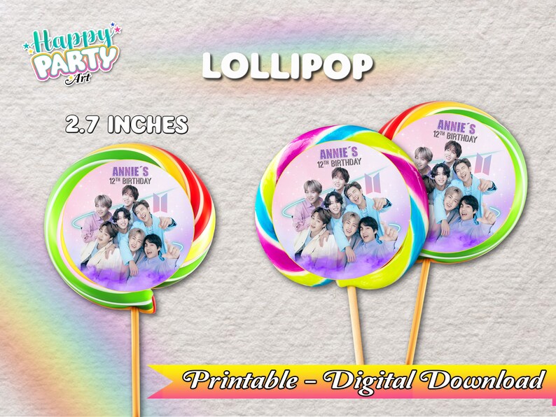 Lollipop Labels BTS Party Girl Only DIGITAL DOWNLOAD for - Etsy