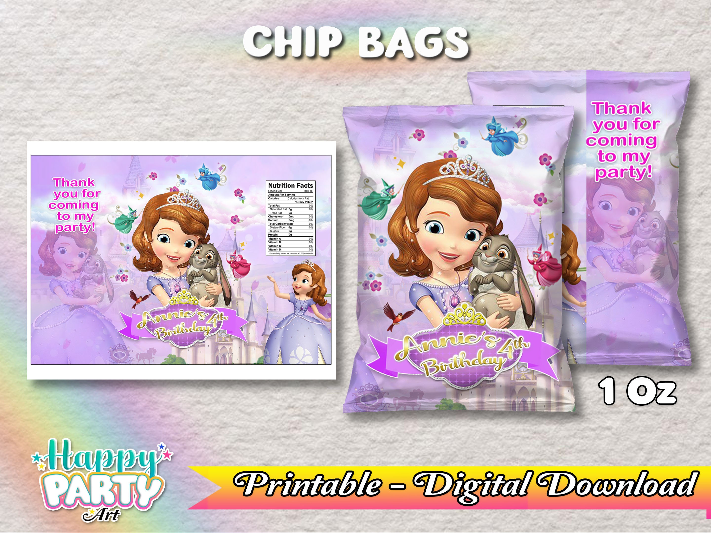 Chip Bag Princess Sofía Party Girl Only DIGITAL DOWNLOAD - Etsy