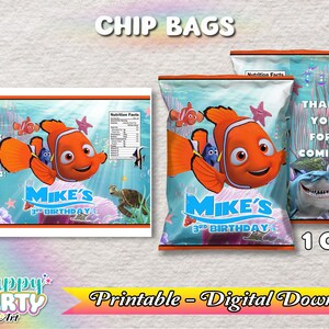 4 Pack Finding Nemo Chip Bag Candy Bar Juice Candy Bar Gable Box ...