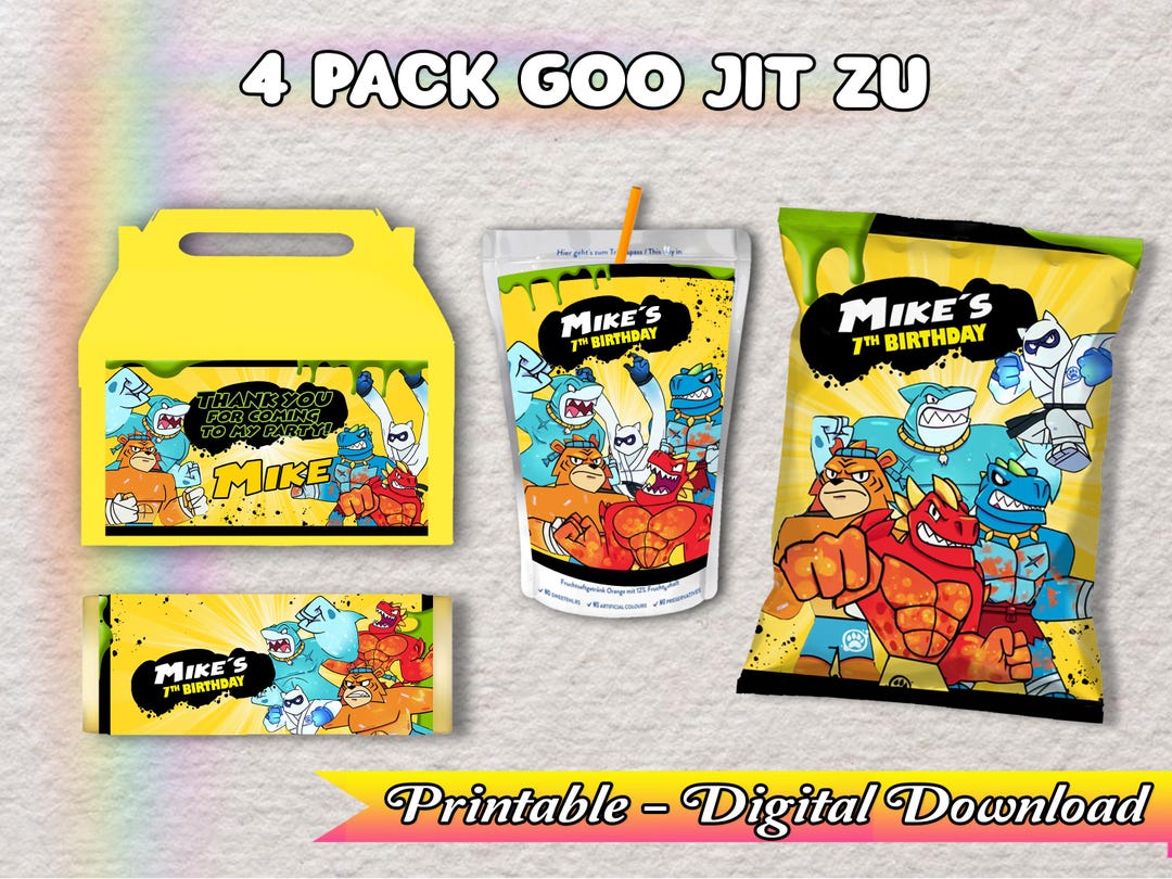 4 Pack Goo Jit Zu - Chip Bag - Chocolate - Juice - Gable Box - Goo Jit ...