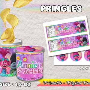Trolls Party Labels 1.3oz Can of Chips Trolls Party Labels and Wraps ...