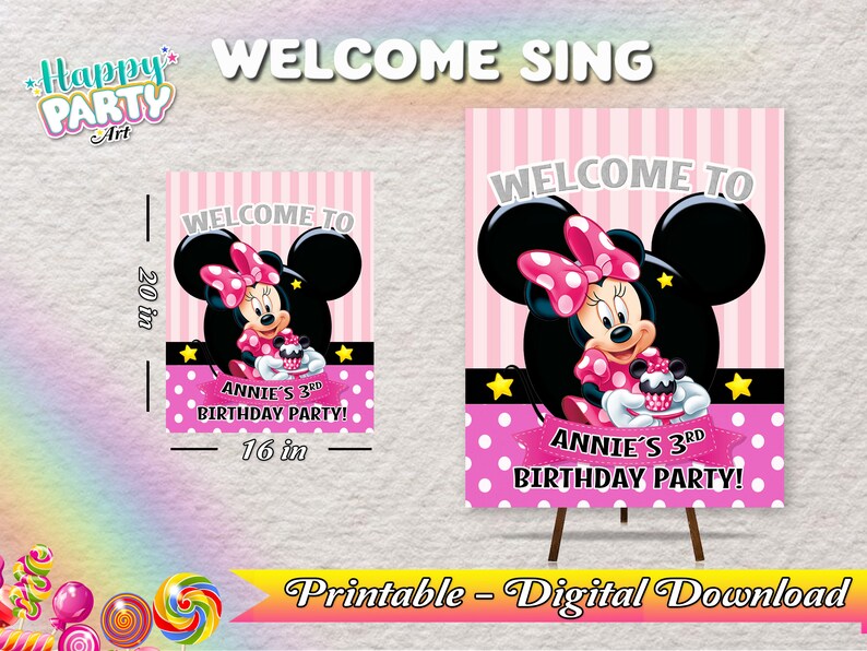 Welcome Sing Minnie Mouse Girl Digital Sending DIGITAL - Etsy