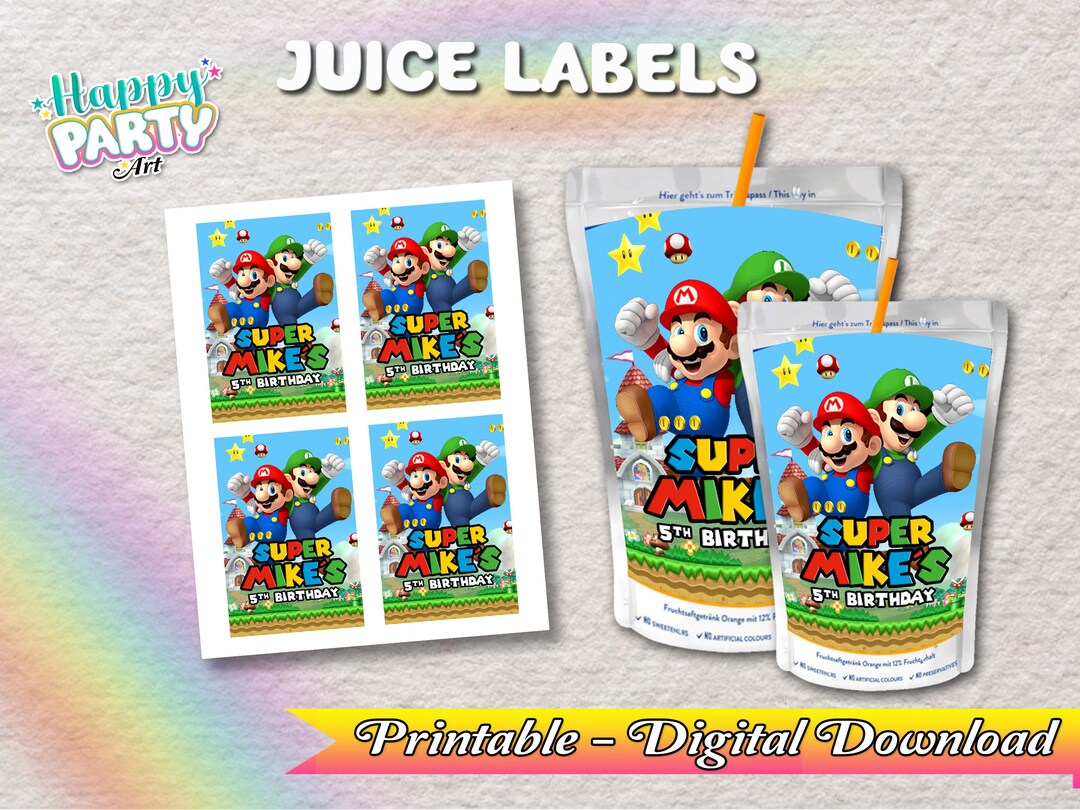 Juice Labels - Super Mario Party - Only DIGITAL DOWNLOAD for Juice ...