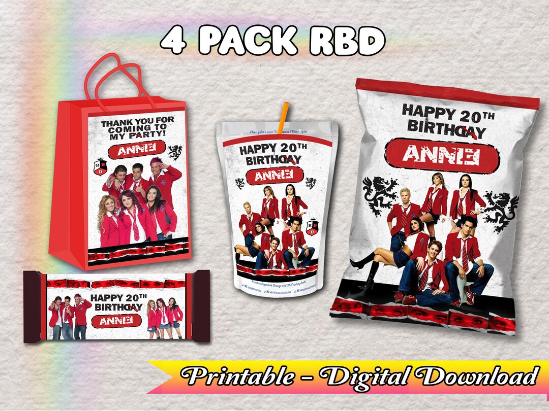 4 Pack RBD Chip Bag Juice Favor Bag Candy Bar Rbd Lables DIGITAL ...