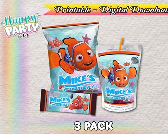 Finding Nemo Box Label Birthday Party Gable Box Gift Bag - Etsy