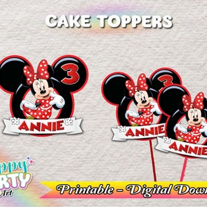 Cake Topper - Minnie Red Birthday Party Cake Toppers - Only DIGITAL ...