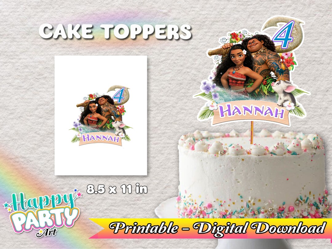 Cake Topper - Moana Birthday Party Cake Toppers - Only DIGITAL DOWNLOAD ...