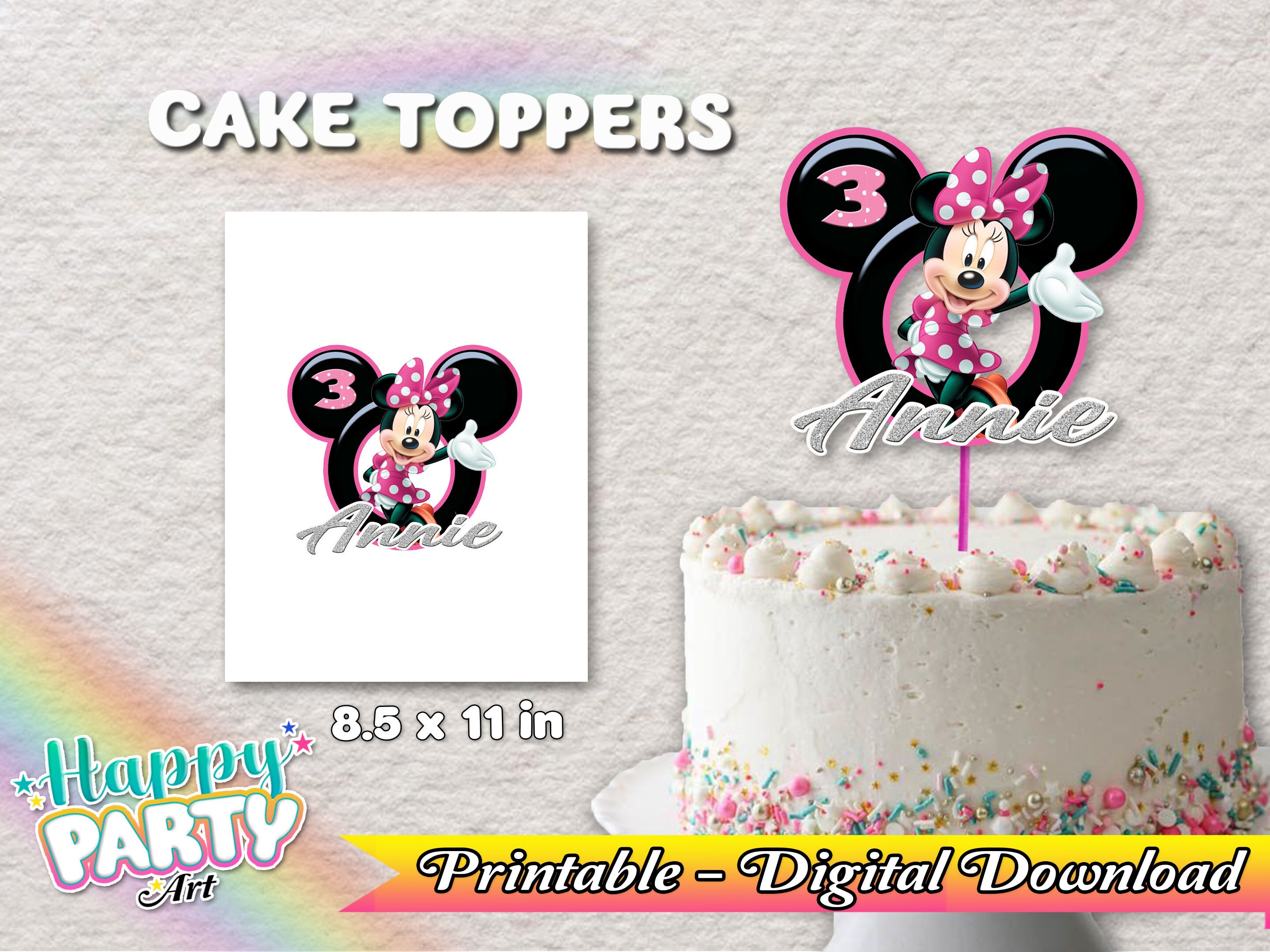 Cake Topper Minnie Birthday Party Cake Toppers Only - Etsy