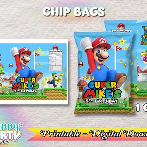 3 Pack Super Mario - Chip Bag - Candy Bar - Juice - Super Mario ...